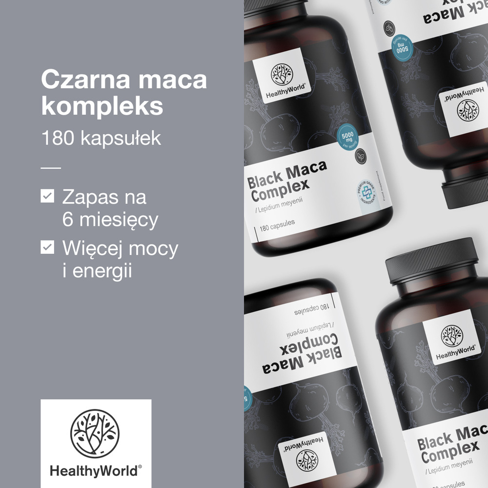 Czarna maca kompleks 5000 mg, 180 kapsułek - Healthy-World.pl